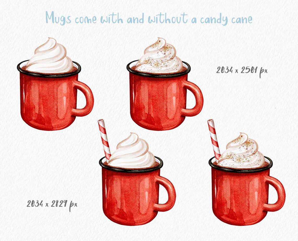 Christmas Clipart. Christmas Mugs Clipart. Winter Drink and - Etsy