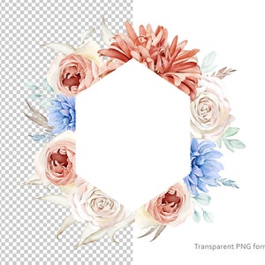 Floral Frame Clipart Watercolor Flowers Frame Pale Pink Roses Frame ...