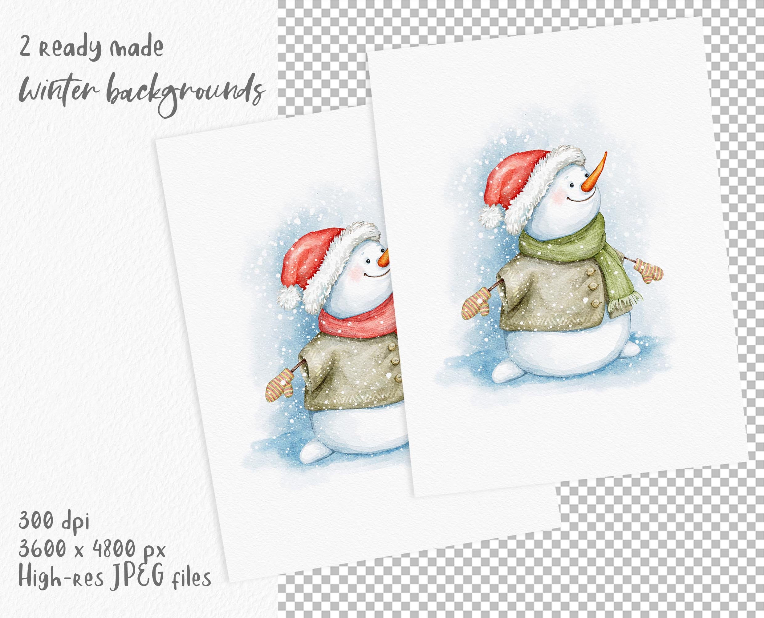 Watercolor Snowman Clipart Christmas Clipart Xmas Winter - Etsy