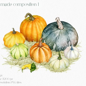 Watercolor Pumpkin Clipart. Autumn Pumpkins. Pumpkin Harving Clip Art ...