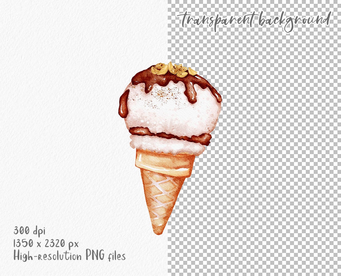 Watercolor Ice Cream Clipart. Summer Sweets Clipart. Waffle - Etsy