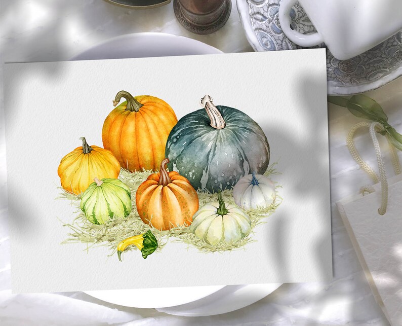 Watercolor Pumpkin Clipart. Autumn Pumpkins. Pumpkin Harving Clip Art ...