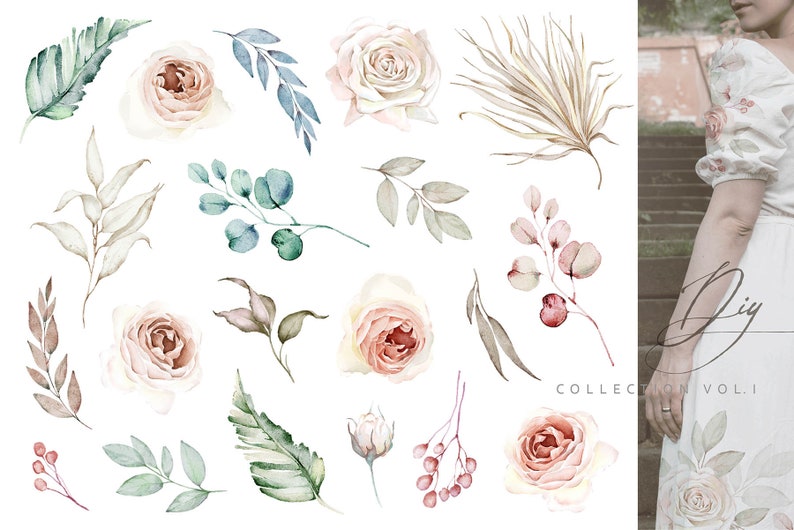 Roses Watercolo Set. Watercolor Flower Clipart. Rose Flowers - Etsy