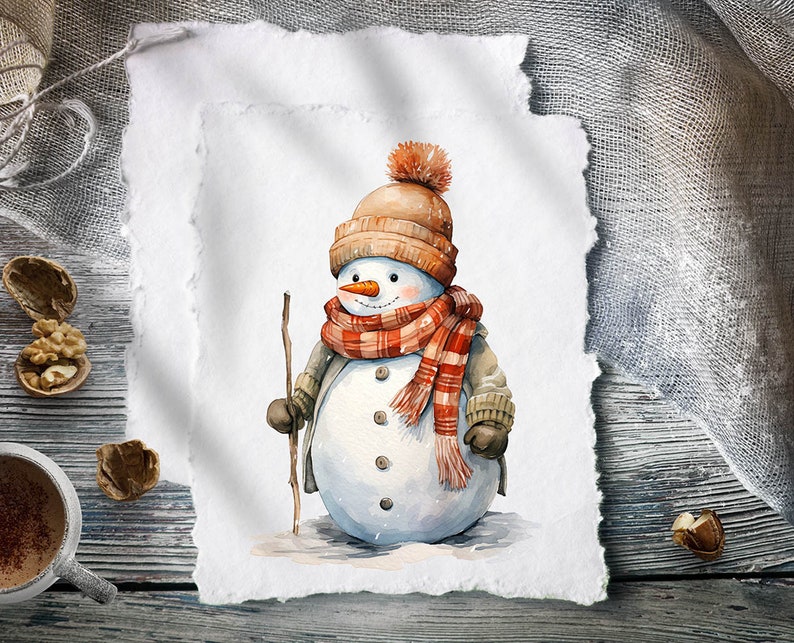 Watercolor Snowman Clipart. Christmas Clipart. Xmas Winter Illustration ...