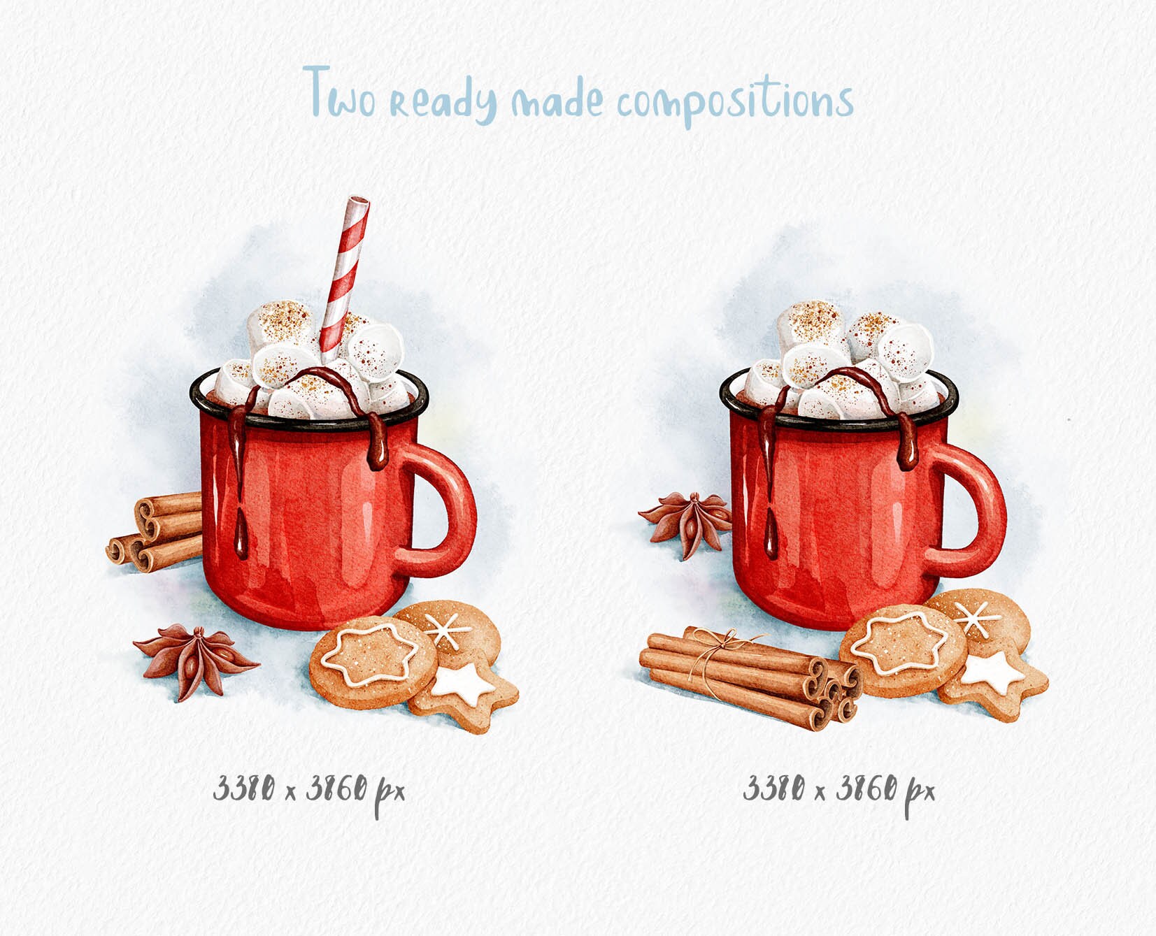 Hot Chocolate Red Mug Clipart. Watercolor Christmas Clipart ...