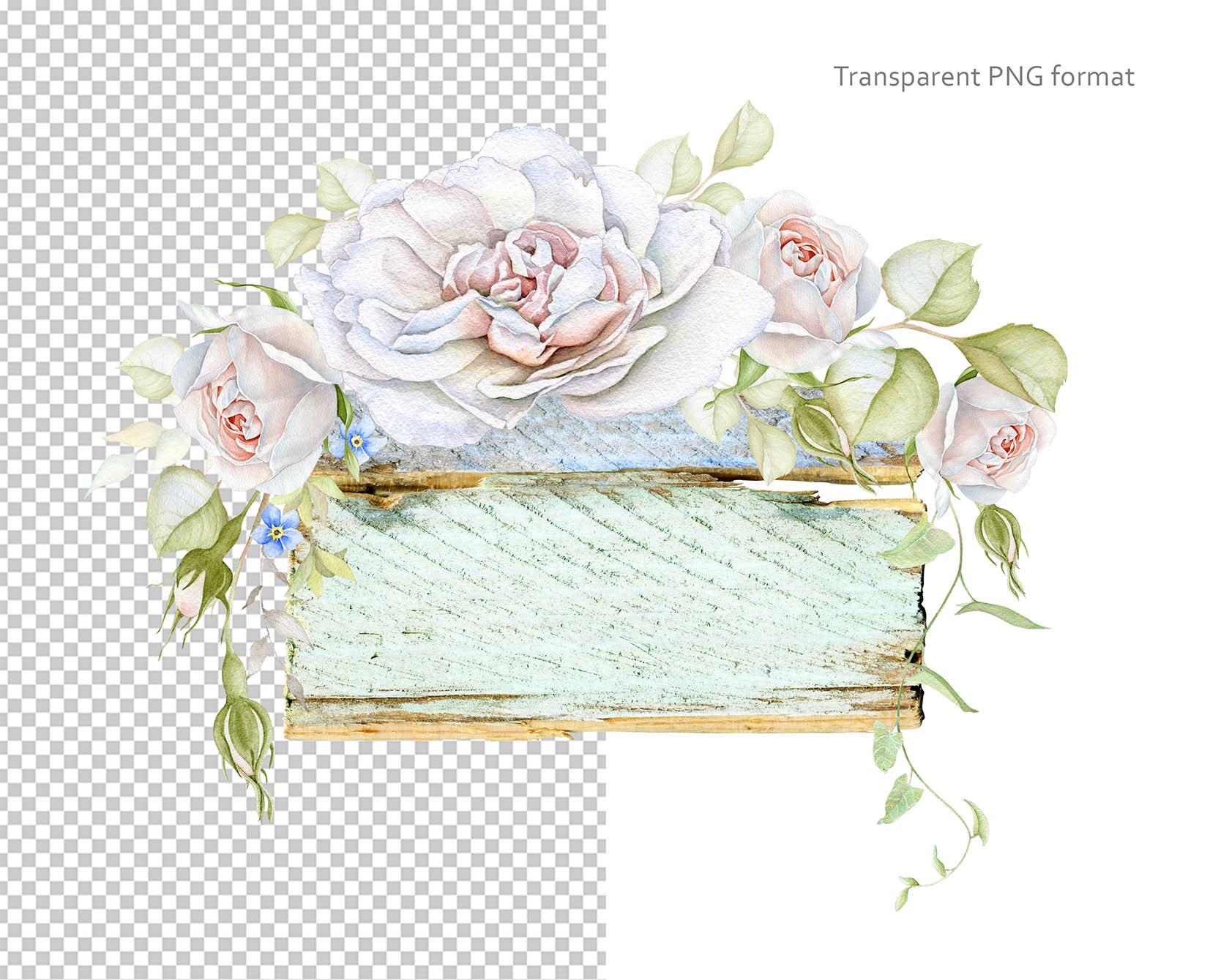 Rose Frames Clipart Watercolor Rose Flower Floral Frame Wooden - Etsy