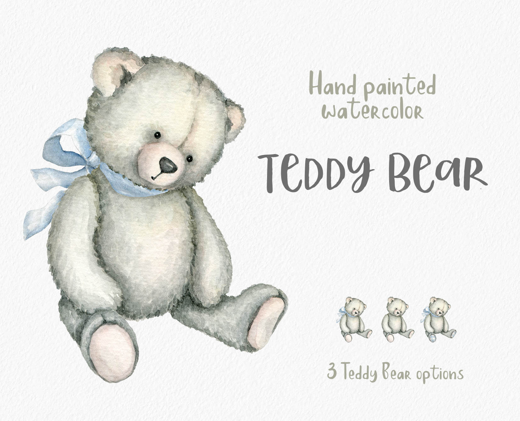 Teddy Bear Watercolor Clipart. Vintage Teddy Bear Toy. Watercolor ...