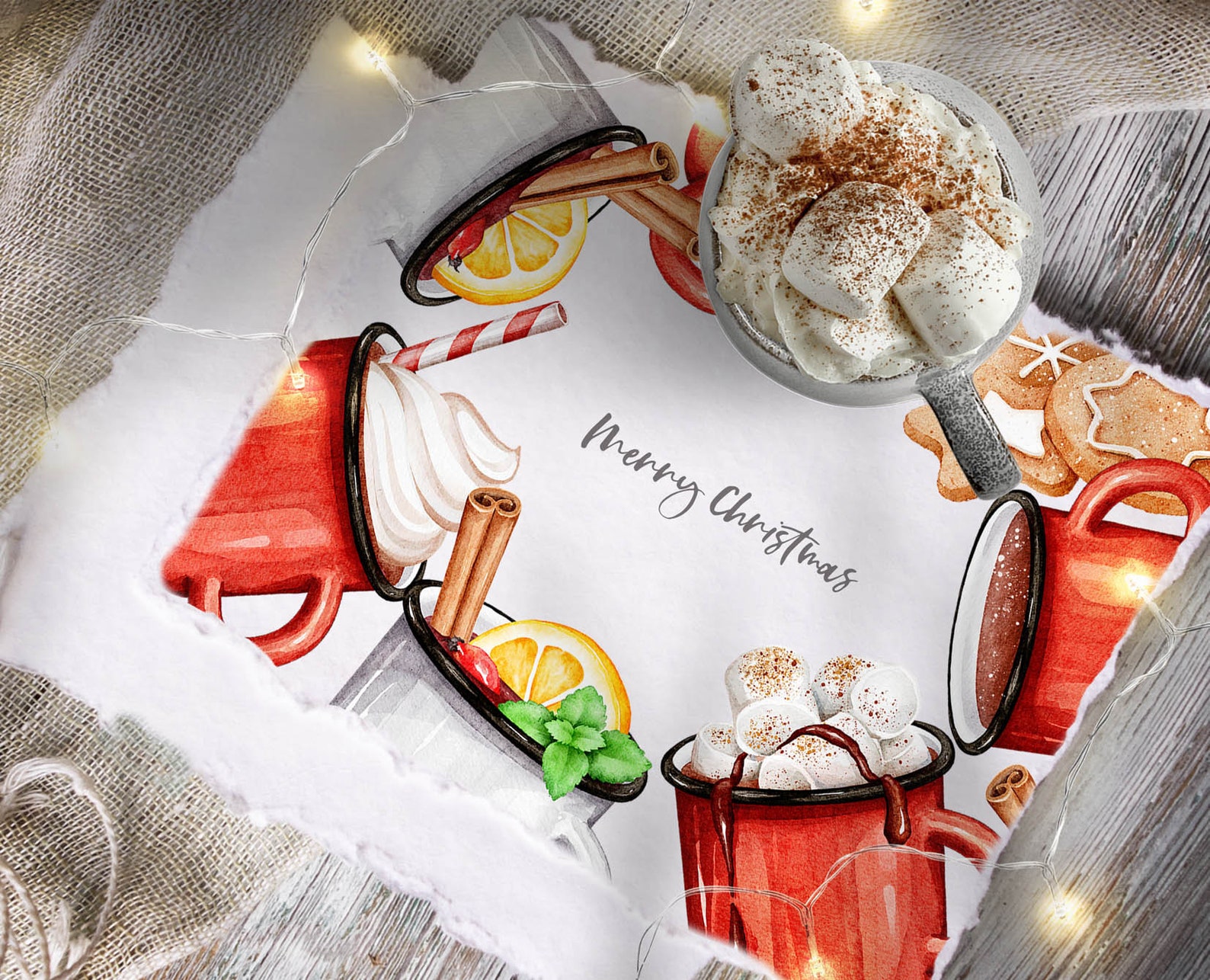 Christmas Clipart. Christmas Mugs Clipart. Winter Drink and - Etsy