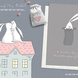 Cute Bunny Clipart Set. Easter Rabbit. Valentines Day Clipart. Seamless ...