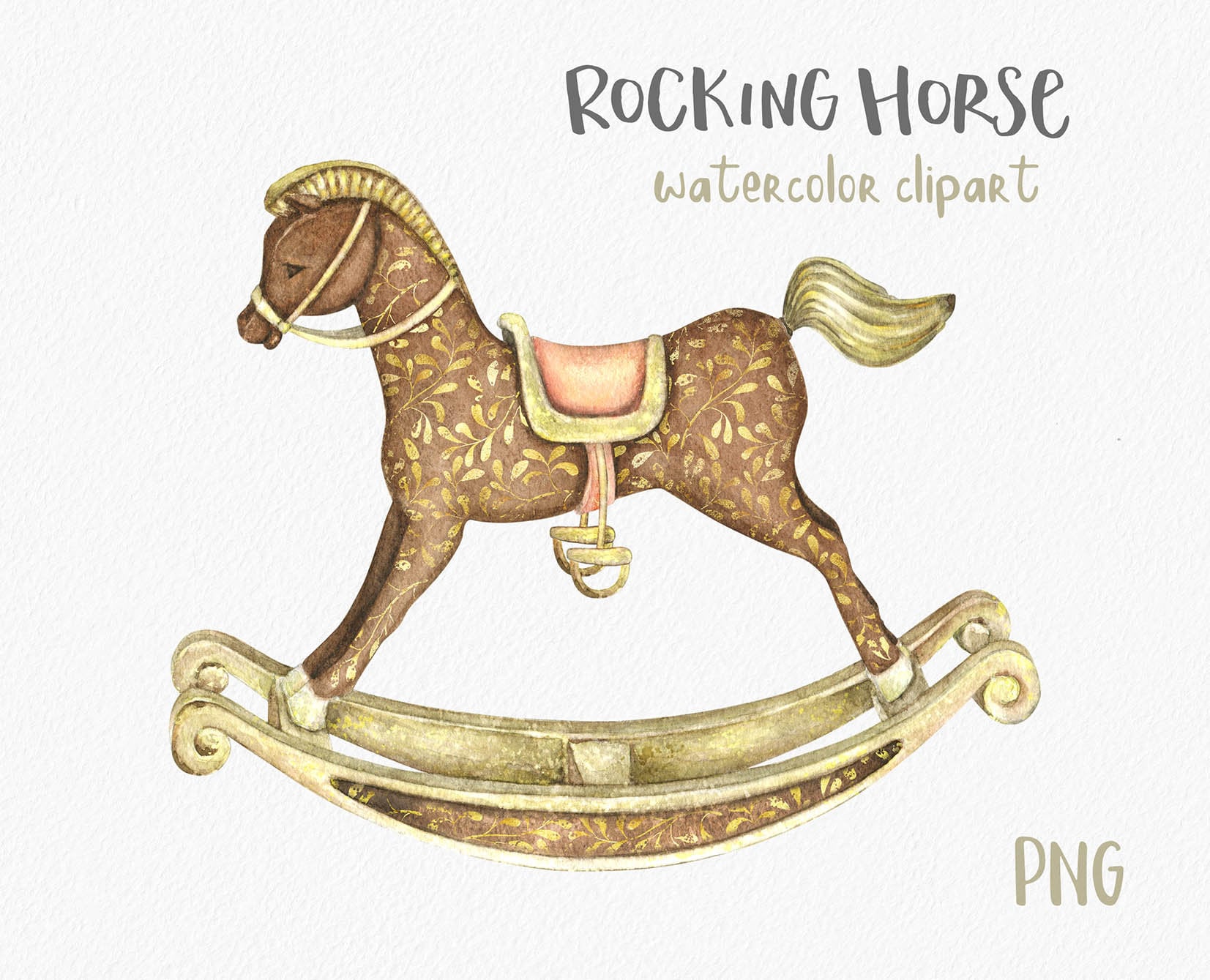 Rocking Horse Watercolor Clipart. Vintage Toy Clipart. Baby Toy. Kids ...