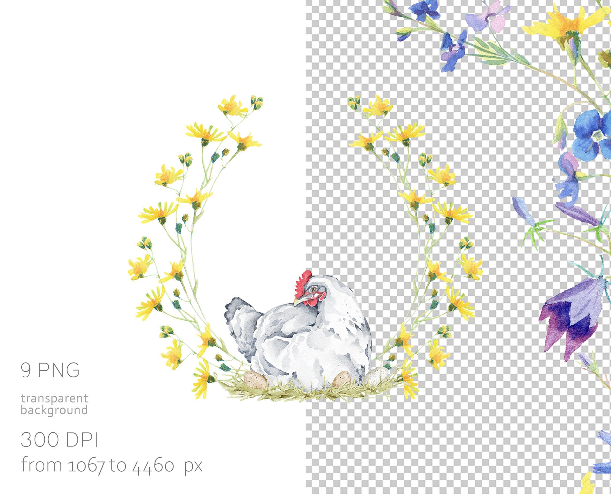 Wild Flower Wreath Clipart Easter Clip Art Watercolor Floral - Etsy