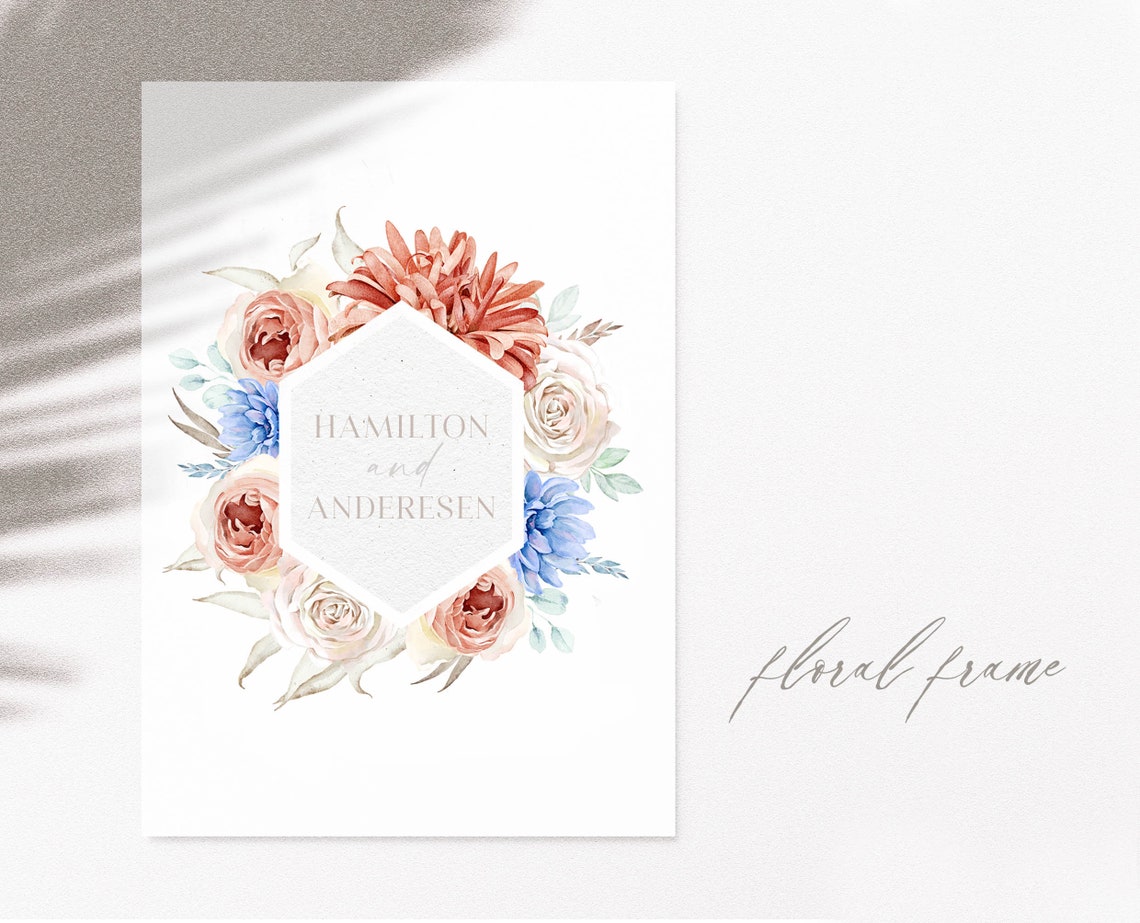 Floral Frame Clipart Watercolor Flowers Frame Pale Pink Roses Frame ...