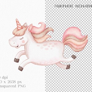 Cute Unicorn Watercolor Clipart. Magic Unicorn Graphics. Castle, Hot ...