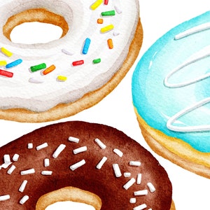 Watercolor Donuts Clipart. Sprinkle Pink, Blue, Caramel and Chocolate ...