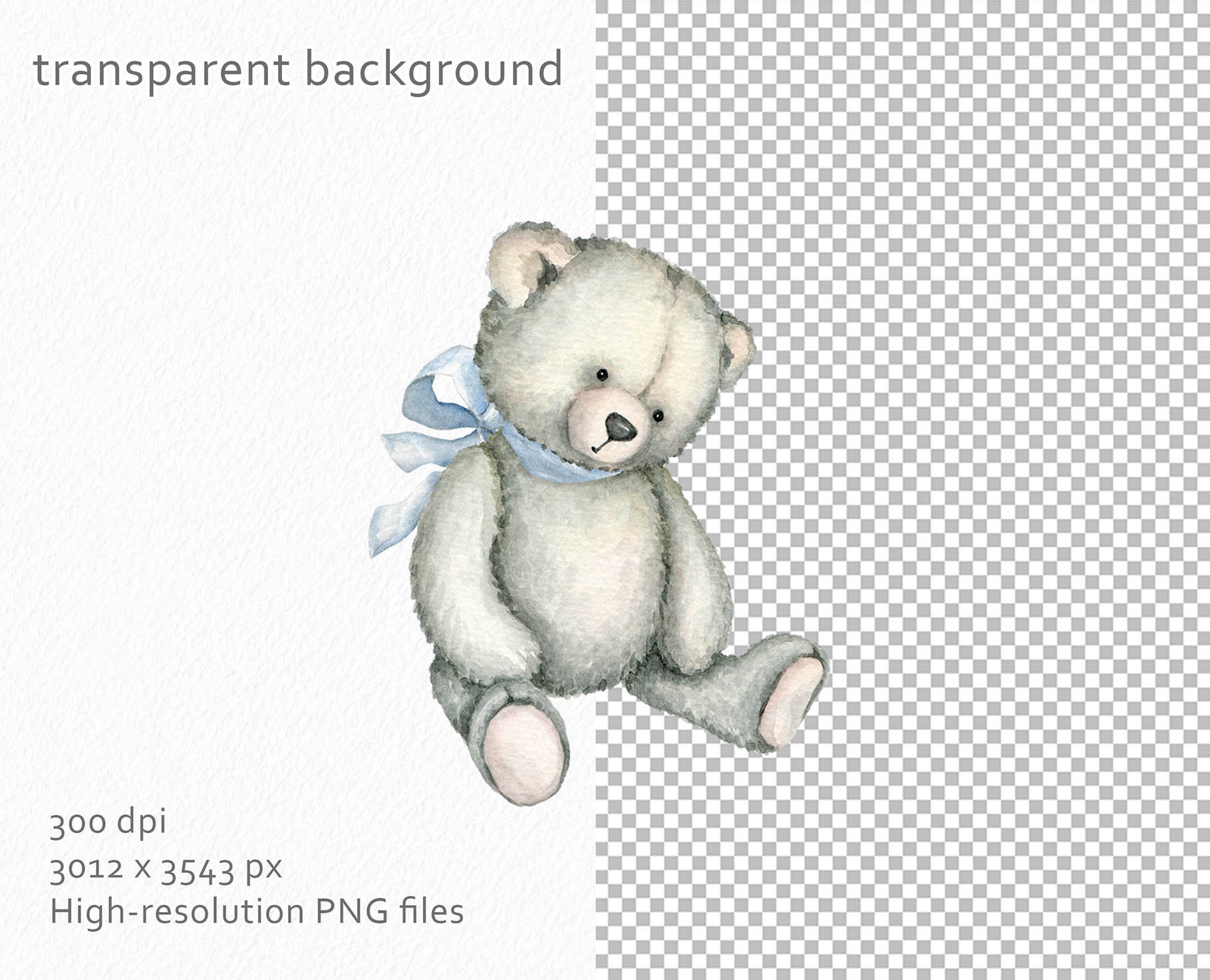 Teddy Bear Clipart. Bunny Clipart. Watercolor Toys Clipart. Christmas ...