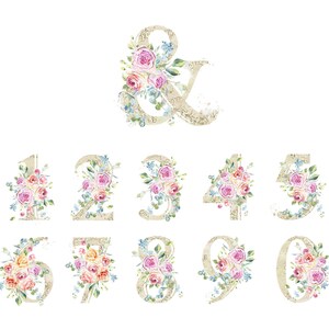 Floral Alphabet Clipart With Watercolor Roses. 26 Gold Letters ...