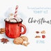 Hot Chocolate Red Mug Clipart. Watercolor Christmas Clipart ...