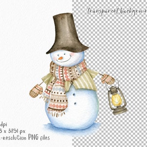 Watercolor Snowman Clipart Christmas Clipart Xmas Winter Illustrations ...