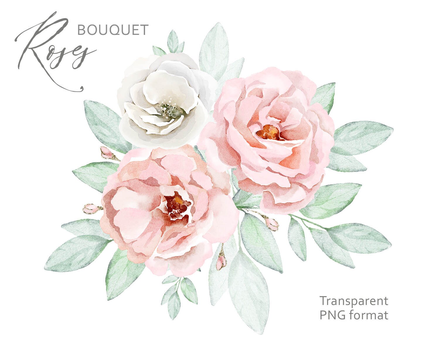 Boho Roses Clipart Watercolor Rose Bohemian Flower Floral - Etsy