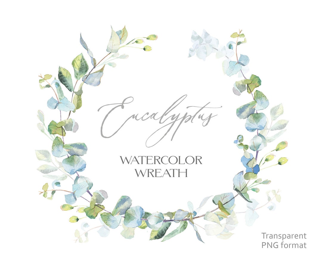 Eucalyptus Wreath Clipart. Eucalyptus Branch. Watercolor Clipart ...