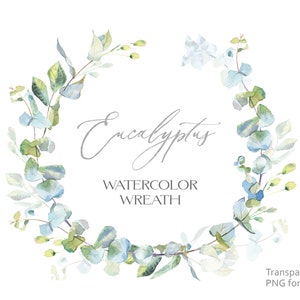 Eucalyptus Wreath Clipart. Eucalyptus Branch. Watercolor Clipart ...