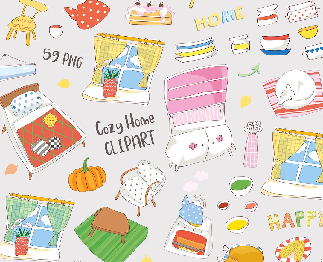 Cozy Home Clipart. 59 Interior Clipart. Furniture and Decor Clipart ...