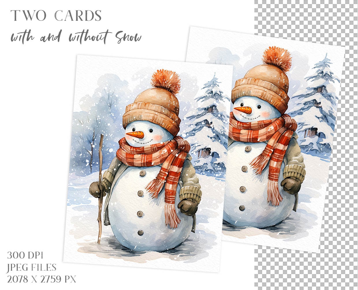 Watercolor Snowman Clipart. Christmas Clipart. Xmas Winter Illustration ...