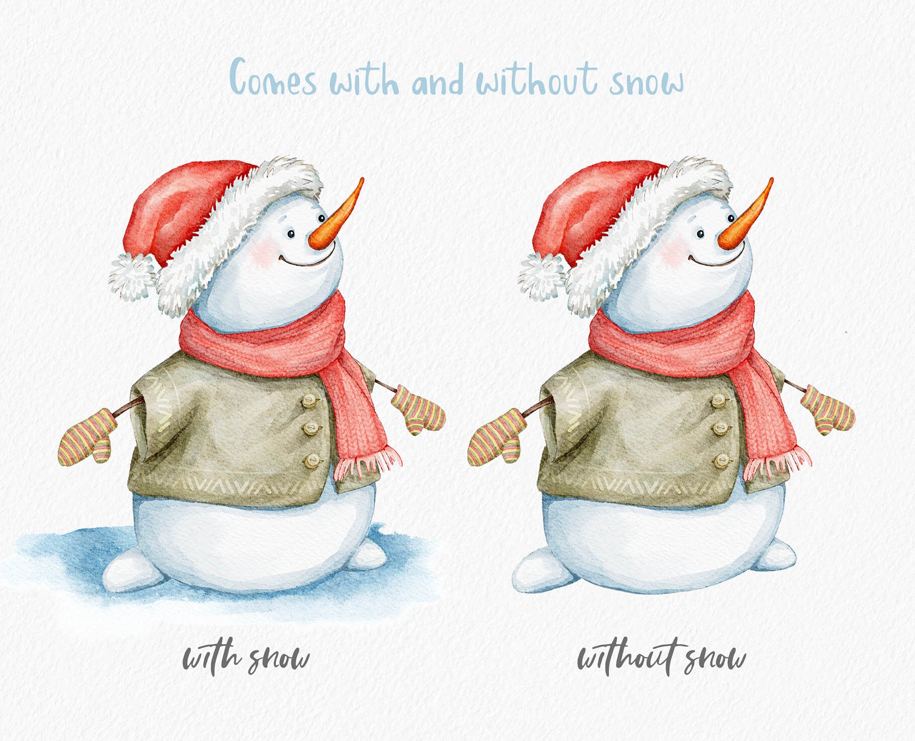 Watercolor Snowman Clipart Christmas Clipart Xmas Winter - Etsy