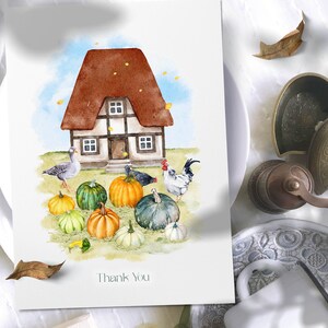 Watercolor Autumn Farm Scene Clipart. Autumn Harvest. Farmhouse ...