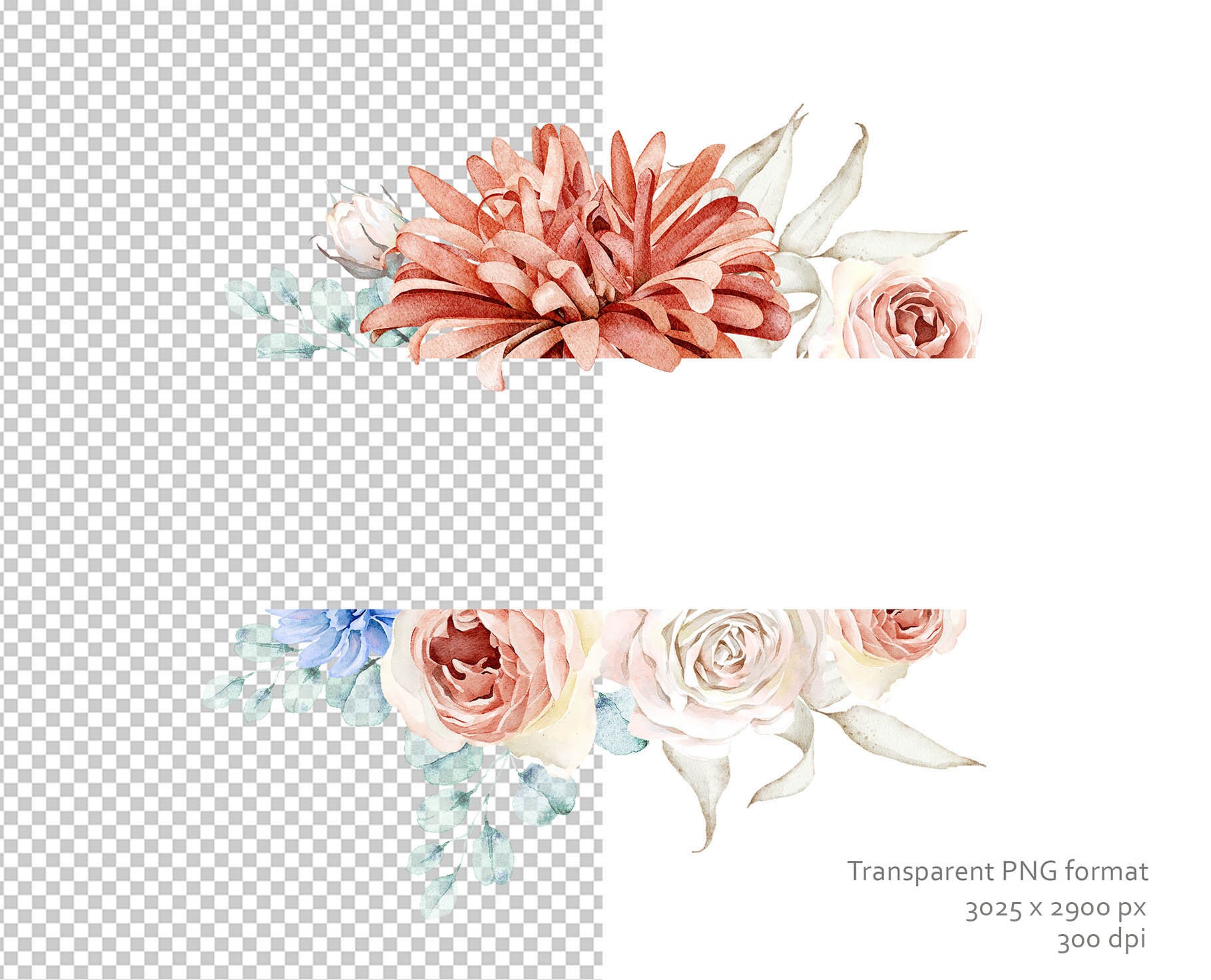 Floral Frame Clipart Watercolor Flowers Frame Pale Pink Rose Frame ...