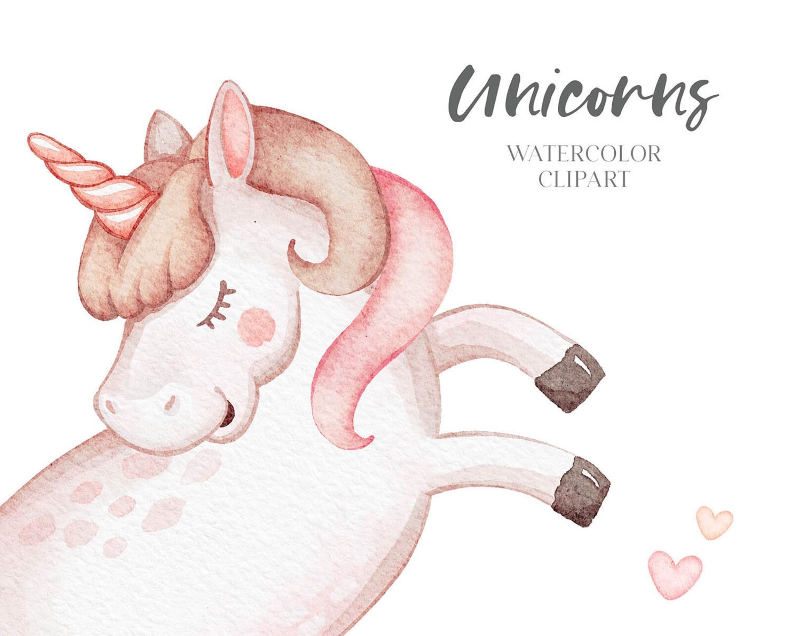 Cute Unicorn Watercolor Clipart. Magic Unicorn Graphics. Castle, Hot ...