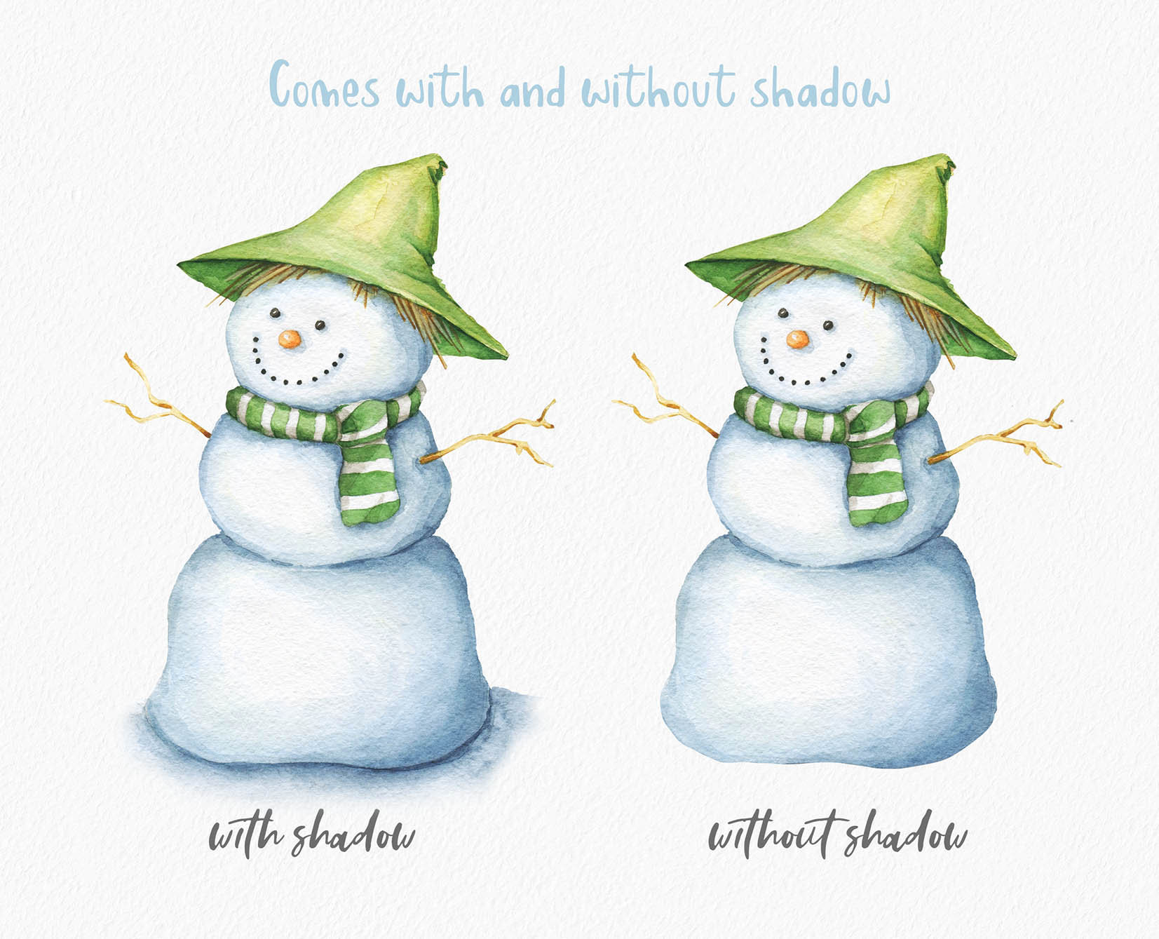 Christmas Clipart. Watercolor Snowman Clipart. Winter Scene ...