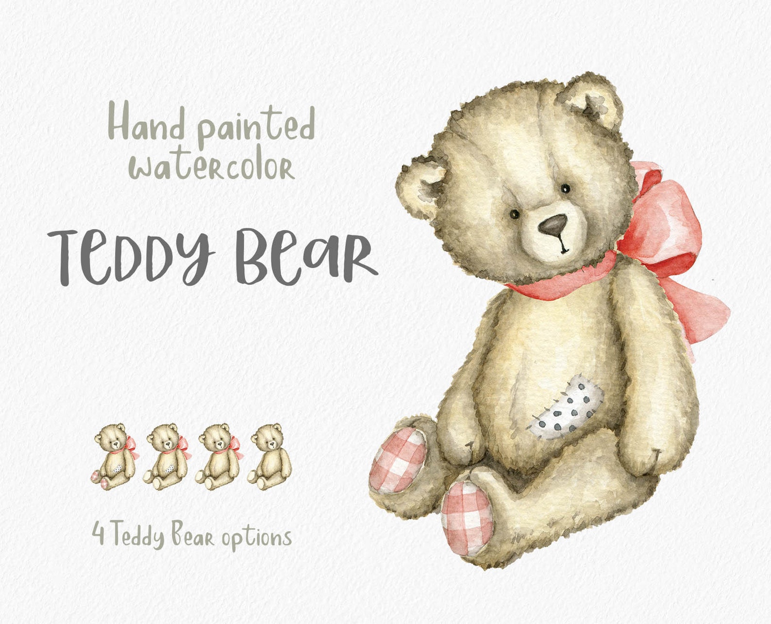 Teddy Bear Watercolor Clipart. Vintage Teddy Bear Toy. Watercolor ...
