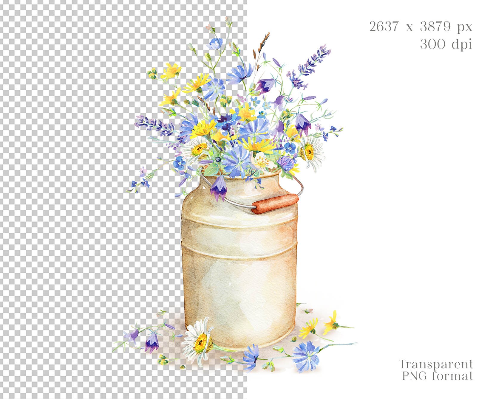 Meadow Flowers Clipart. Watercolor Floral Bouquet. Watercolor - Etsy