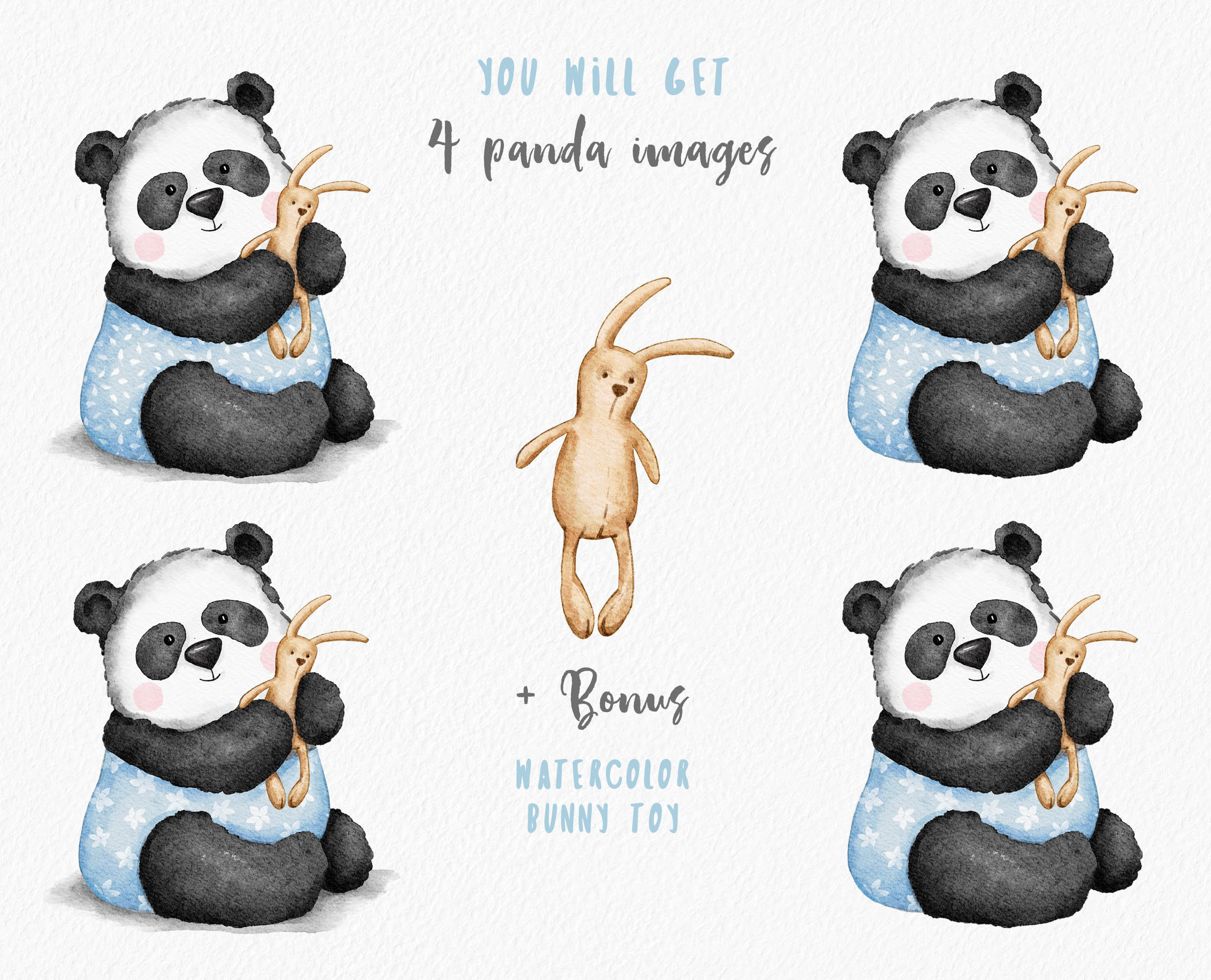 Panda Clipart. Cute Baby Boy Nursery. Panda Illustration. - Etsy