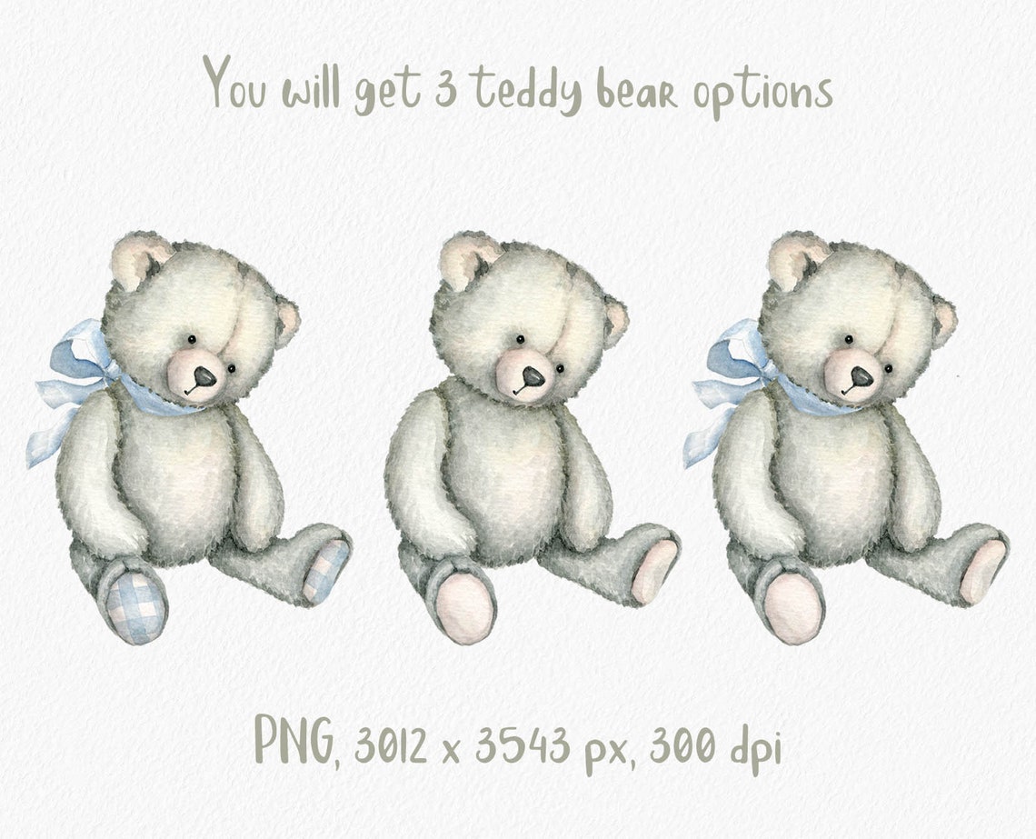 Teddy Bear Watercolor Clipart. Vintage Teddy Bear Toy. Watercolor ...