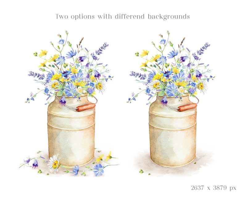 Meadow Flowers Clipart. Watercolor Floral Bouquet. Watercolor Flowers ...