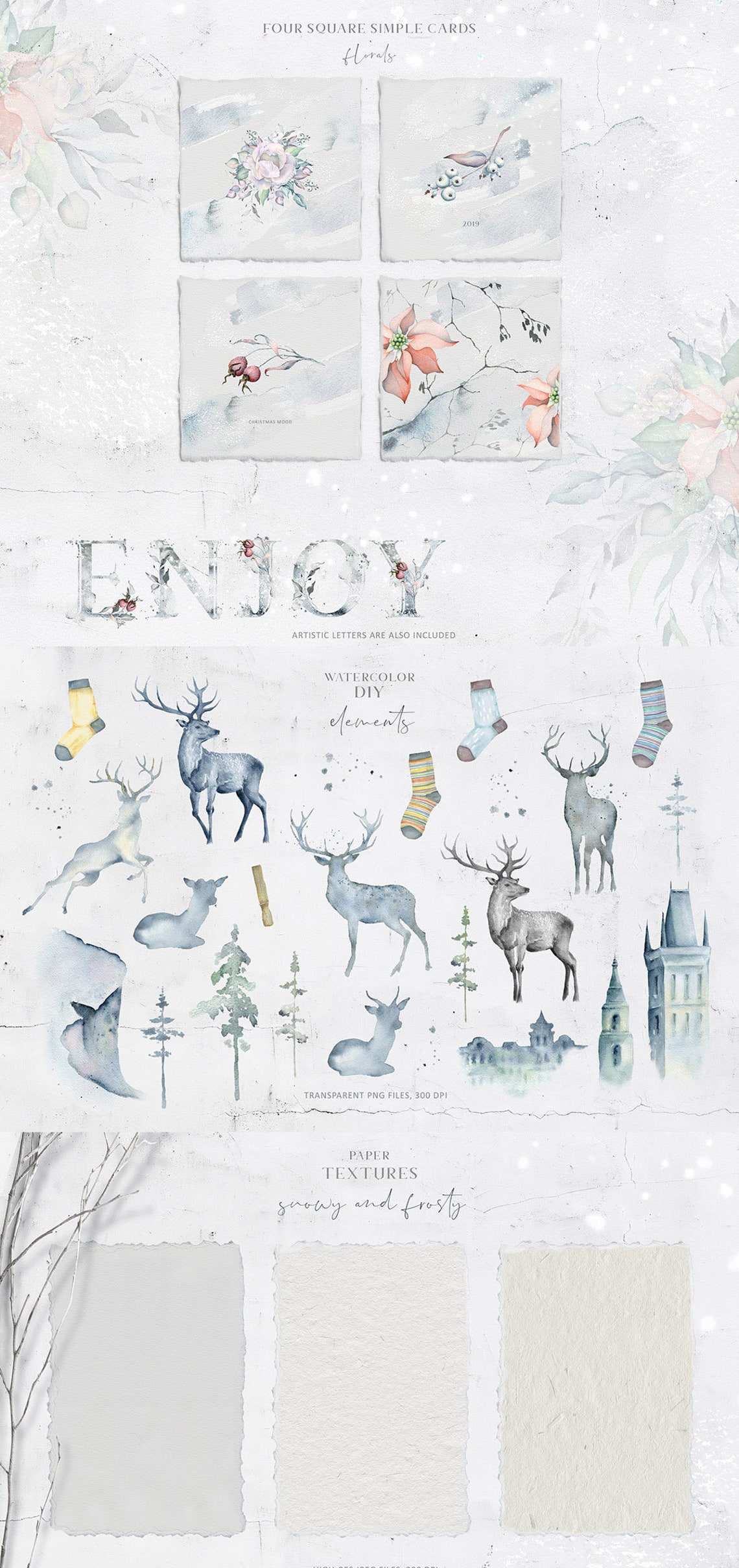 Christmas Clipart Collection. Christmas Graphics Poinsettia - Etsy