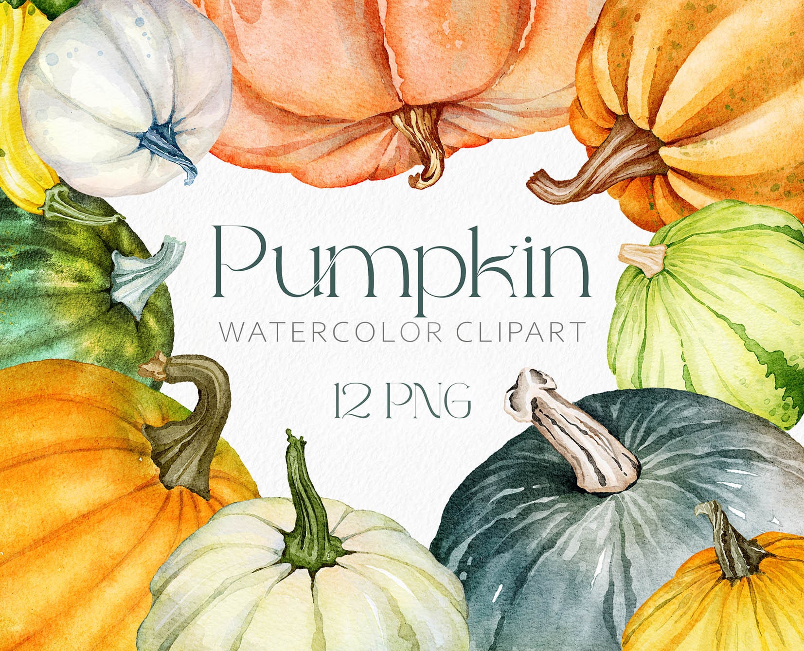 Watercolor Pumpkin Clipart. Autumn Pumpkins. Pumpkin Harving Clip Art ...
