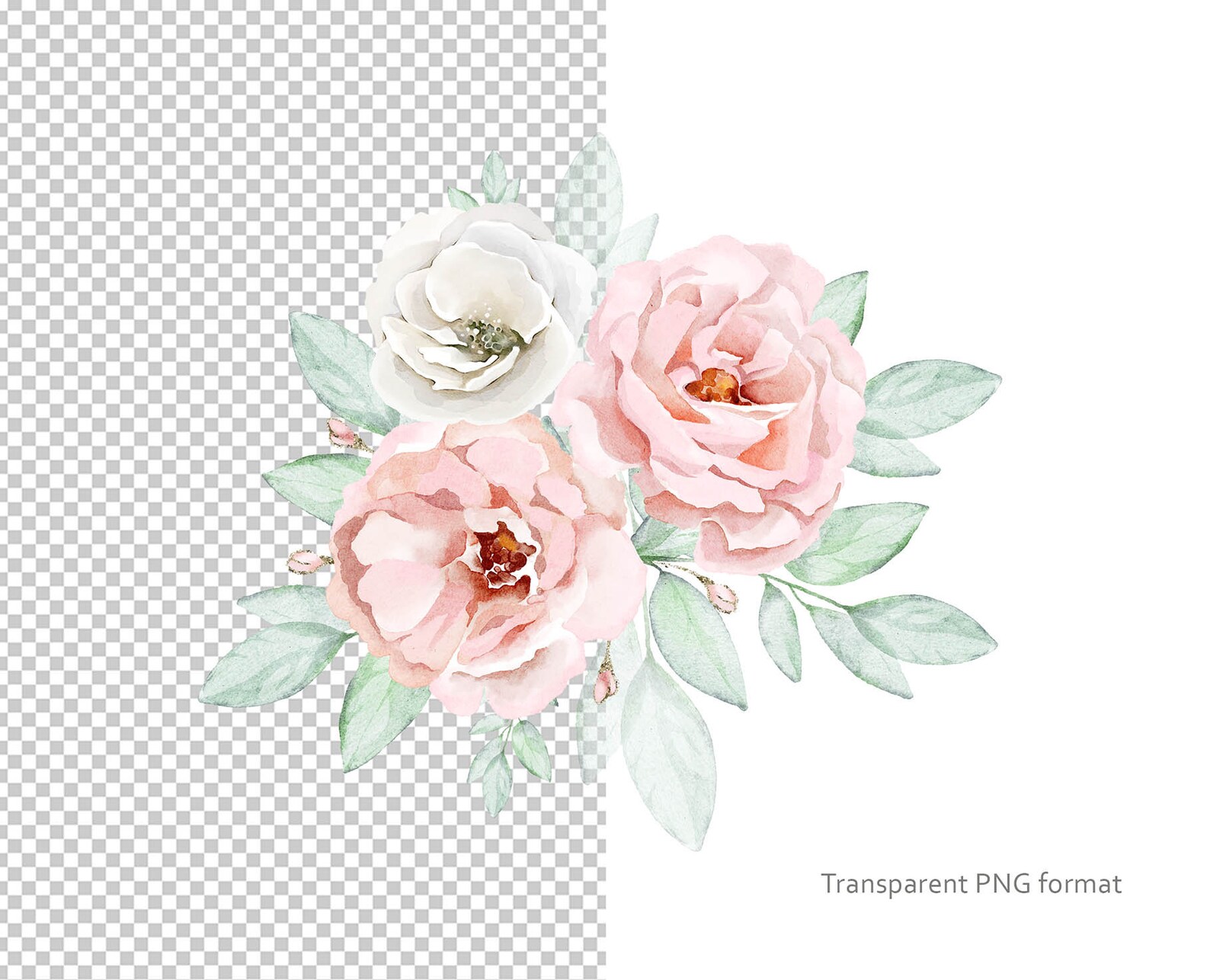 Watercolor Roses Clipart Floral Clipart Roses Bouquets Bohemian Rose ...