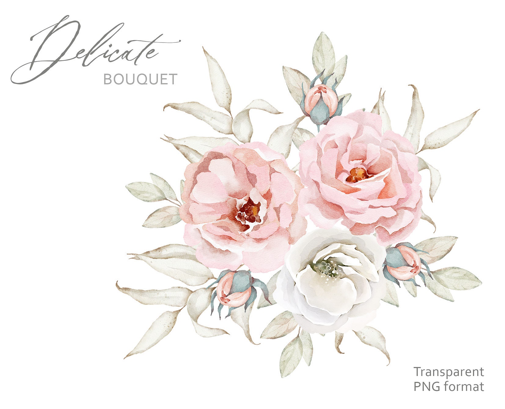 Boho Roses Clipart Watercolor Rose Bohemian Flower Floral - Etsy