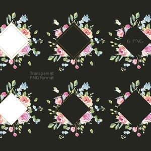 Boho Roses Frame Clipart. Floral Frame. Watercolor Floral Borders ...