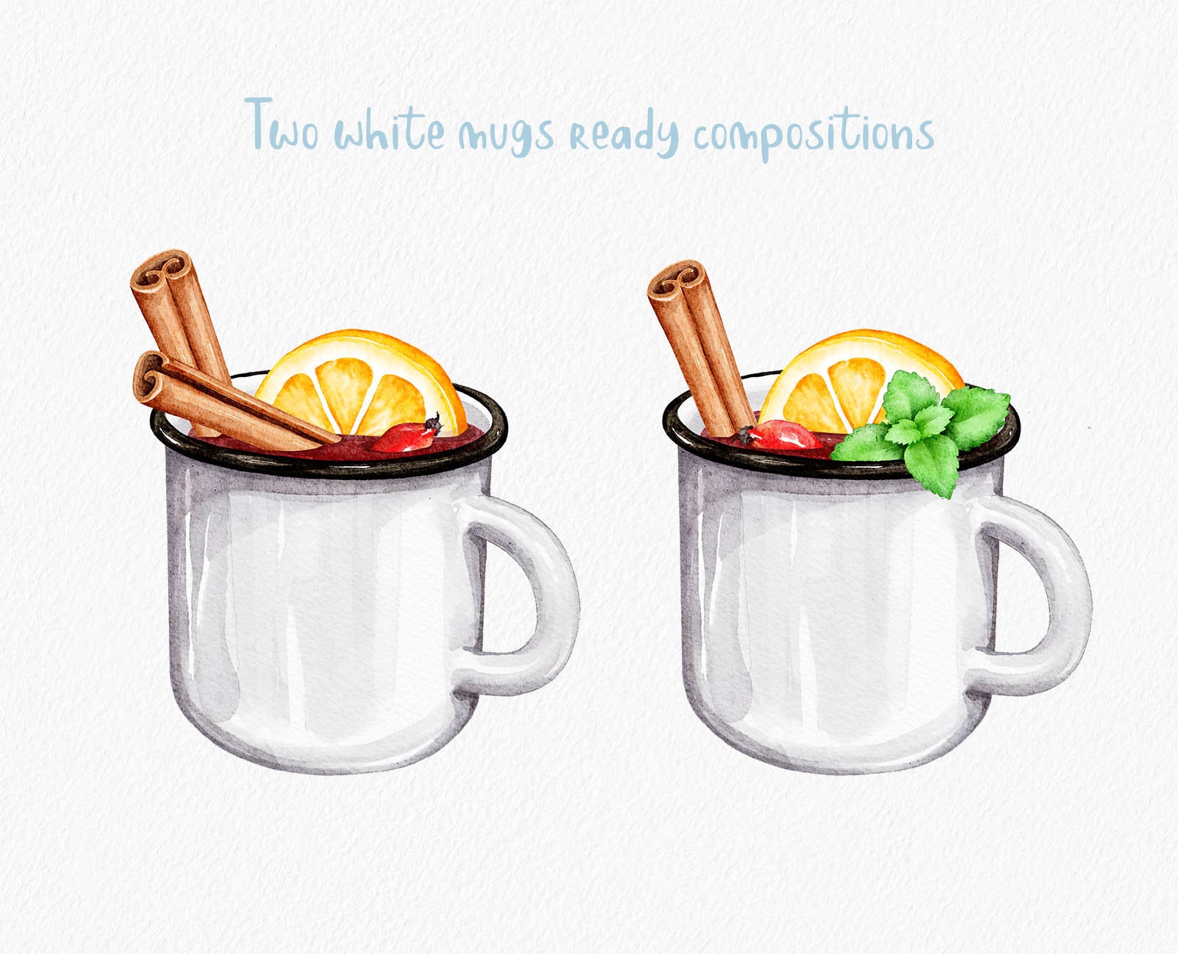 Christmas Clipart. Christmas Mugs Clipart. Winter Drink and Food ...