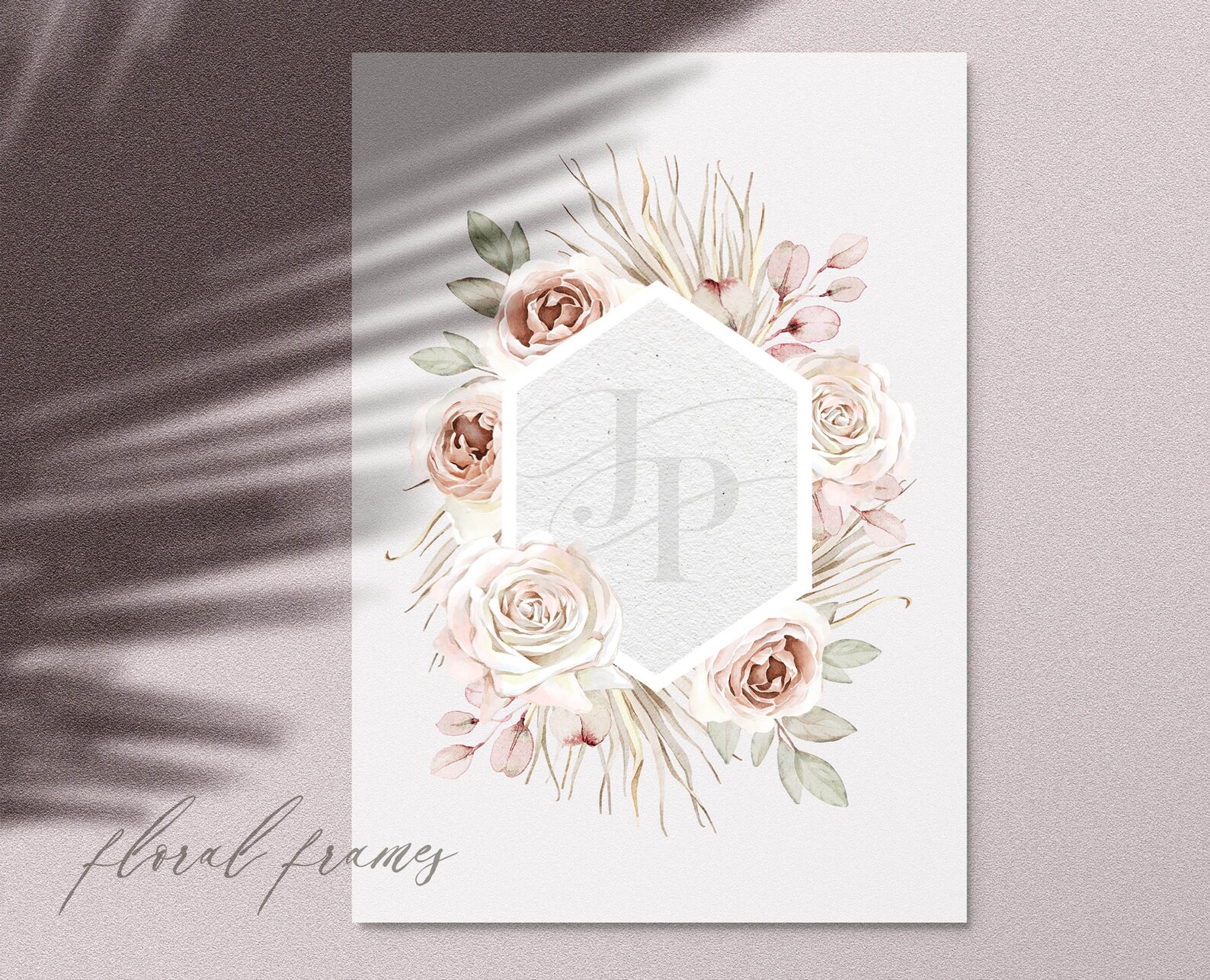Boho Roses Frame Clipart. Floral Frame. Watercolor Floral - Etsy