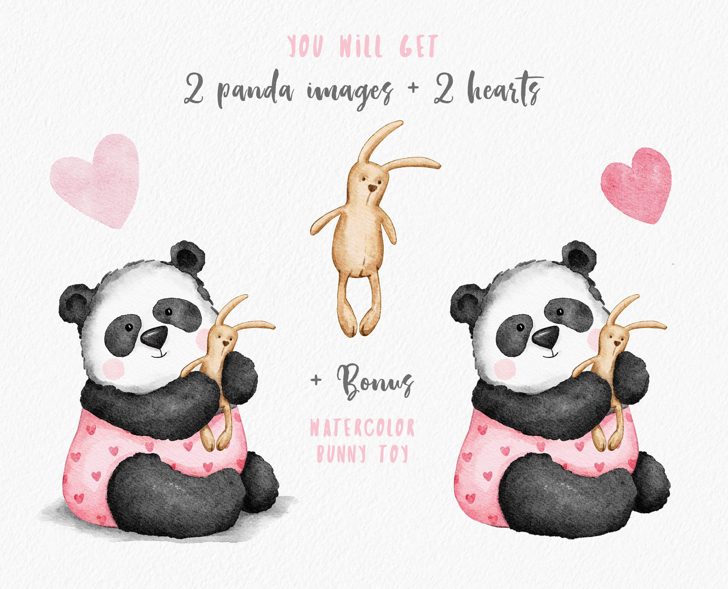 Panda Clipart. Cute Baby Panda Clip Art. Watercolor Panda. Animal Baby ...