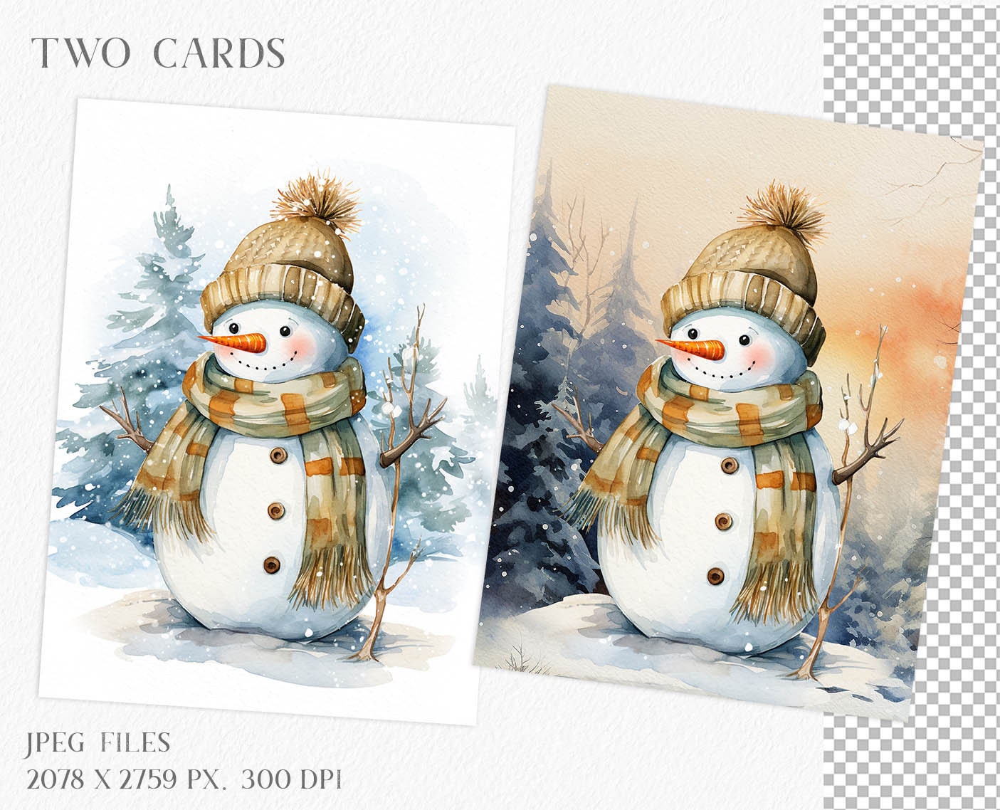Watercolor Snowman Clipart. Christmas Clipart. Xmas Winter Illustration ...