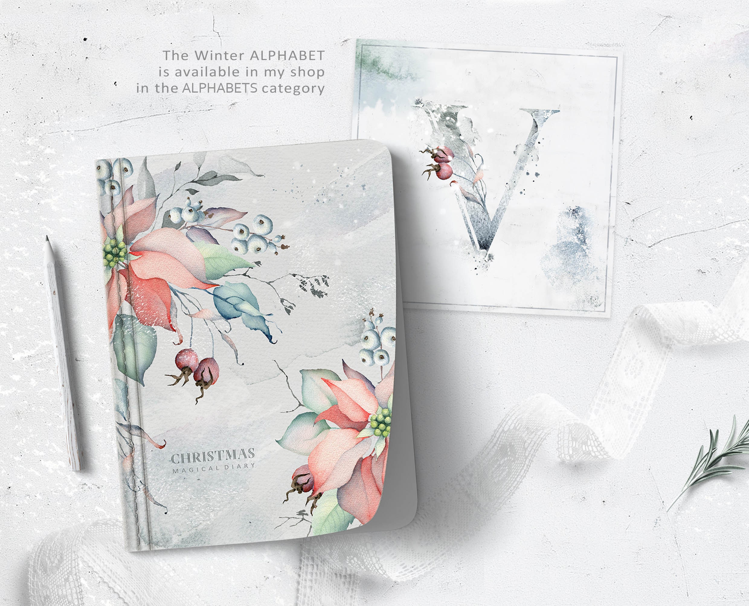 Watercolor Christmas Clipart Floral Bouquet With Poinsettia Flower and ...