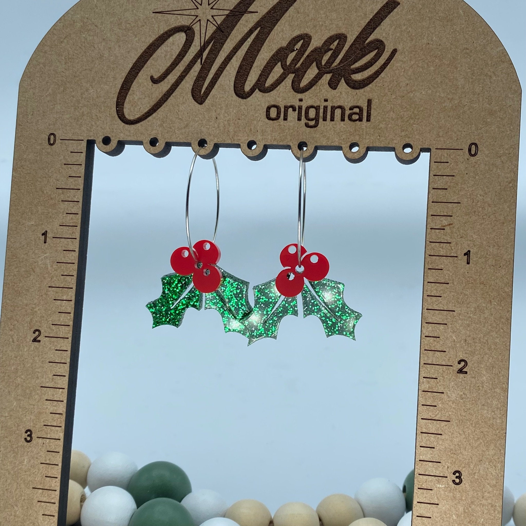 Christmas Holly Earrings Holiday Acrylic Earrings Winter - Etsy