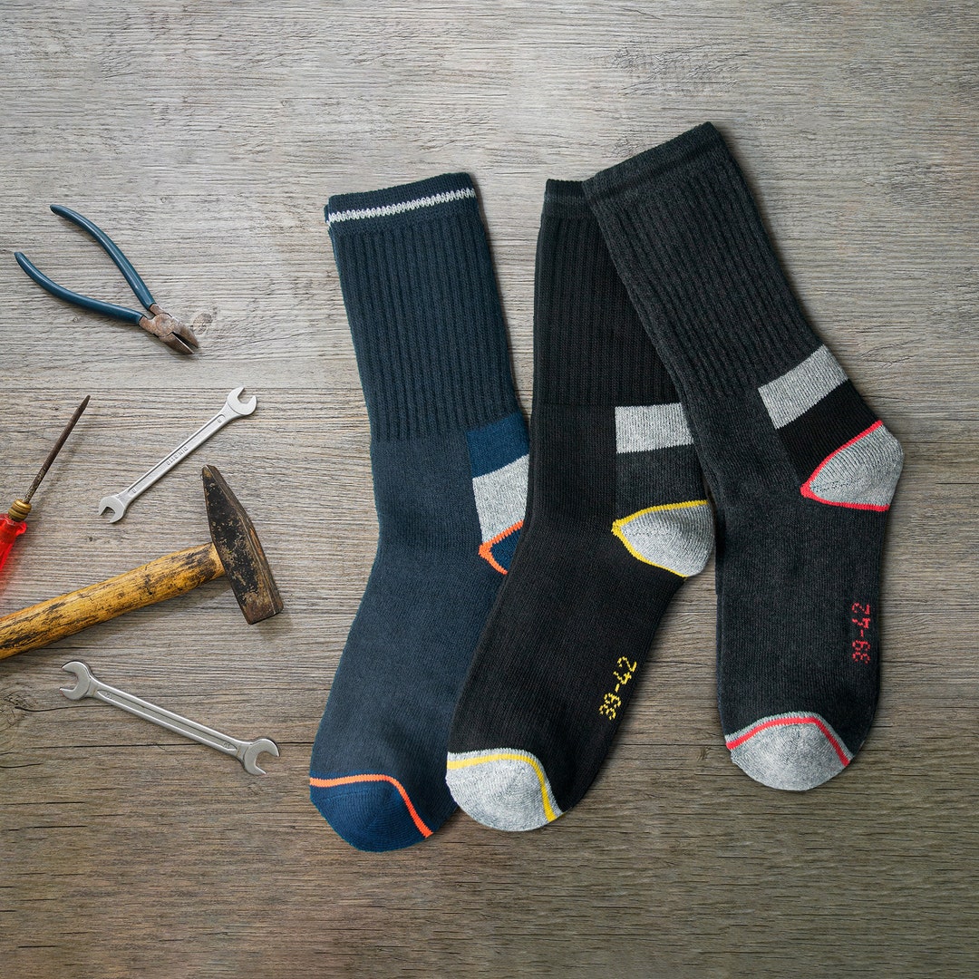 Gowith 3 Pairs Men's Cotton Thick Outdoor Work Boot Socks | Durable ...