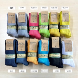 Gowith 4 Pairs Unisex Colorful Comfy 97% Cotton Socks for Men & Women ...
